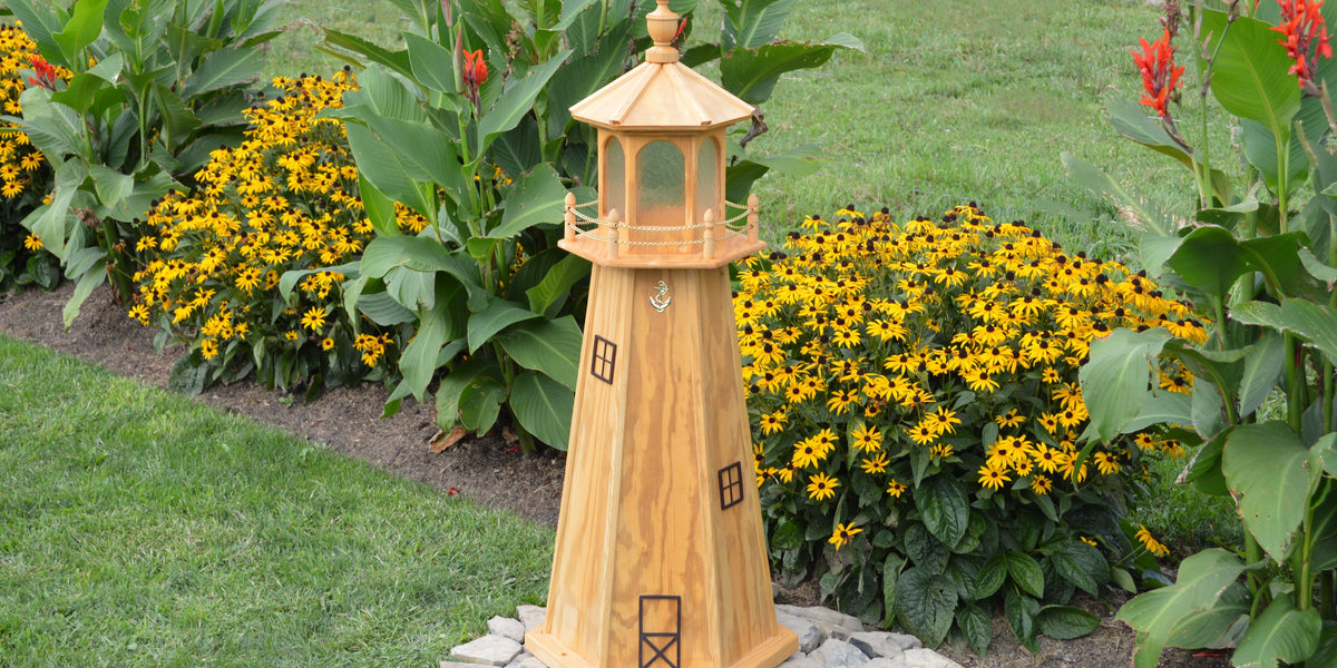 Amish Stained Wooden Lighthouse Lawn Decor | Amish Furniture Market