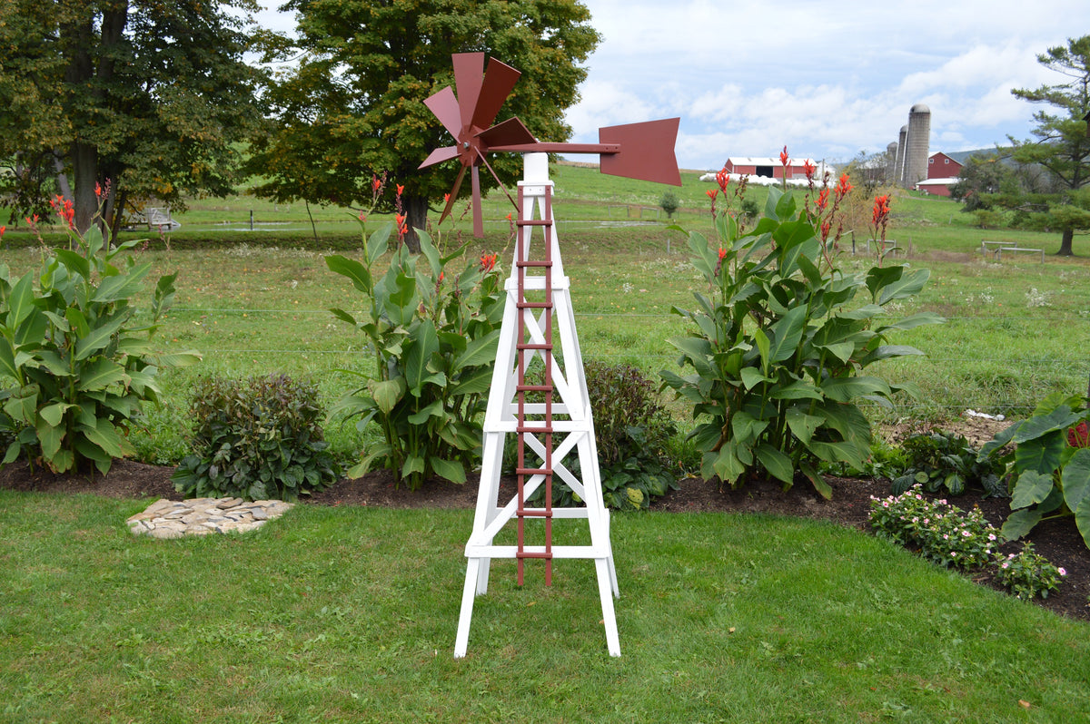 Amish-Made 82" Painted Wooden Farm Windmills | Amish Furniture Market